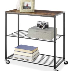 Whitmor Modern Industrial Rolling Storage Shelves, Brown