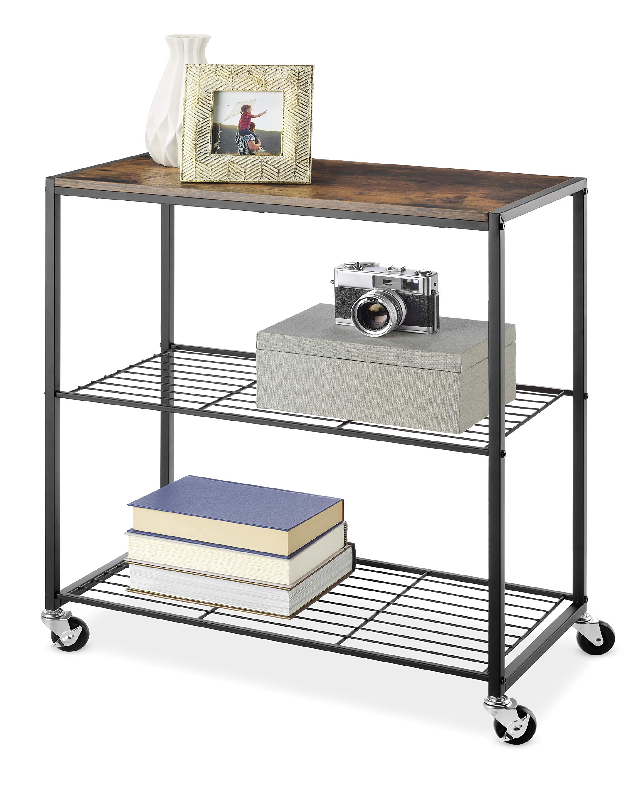 Whitmor Modern Industrial Rolling Storage Shelves, Brown