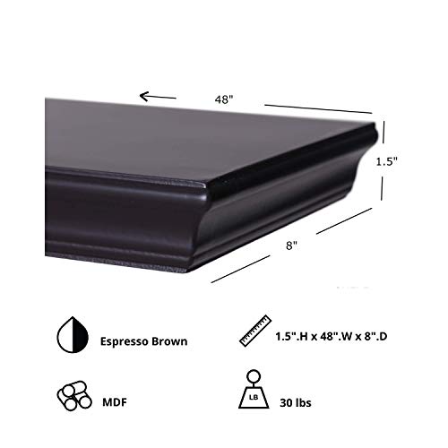 kieragrace FN00632-5INT Bristol Aston Floating Shelf – Espresso Brown, 48", Matte Finish