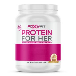 foxyfit protein for her, caramel mocha whey protein powder with cla and biotin for a healthy glow (1.78 lbs)