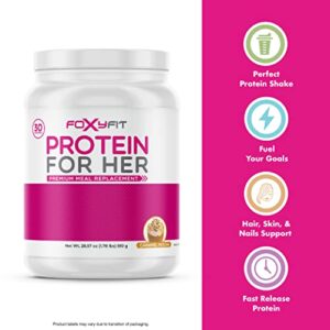 FoxyFit Protein for Her, Caramel Mocha Whey Protein Powder with CLA and Biotin for a Healthy Glow (1.78 lbs)