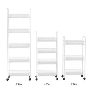 Lavish Home 4-Tiered Narrow Rolling Storage Shelves-Mobile Space Saving Utility Organizer Cart for Kitchen, Bathroom, Laundry, Garage or Office