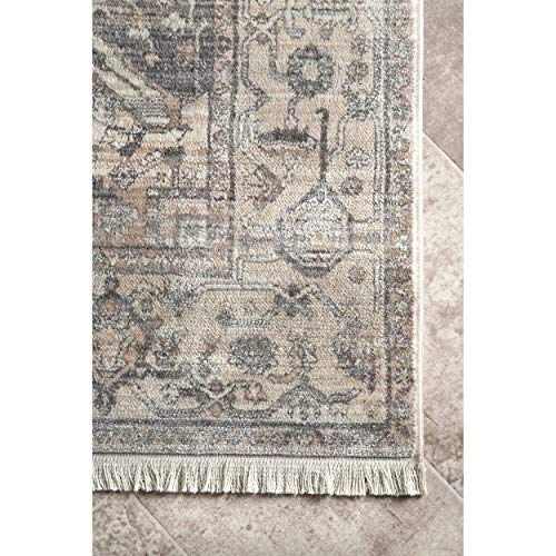 nuLOOM Vintage Harriet Medallion Fringe Area Rug, 8' x 10', Silver