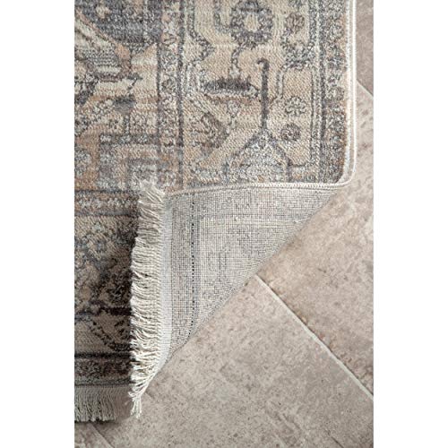 nuLOOM Vintage Harriet Medallion Fringe Area Rug, 8' x 10', Silver