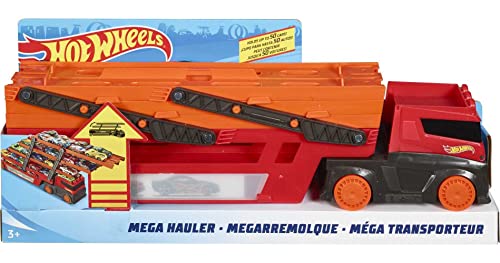 Hot Wheels MEGA Hauler with 6 Expandable Levels, Storage for Up to 50 1:64 Scale Toy Cars, Connects to Other Tracks