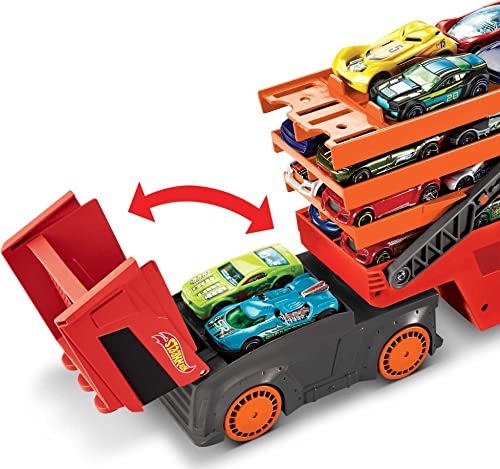 Hot Wheels MEGA Hauler with 6 Expandable Levels, Storage for Up to 50 1:64 Scale Toy Cars, Connects to Other Tracks