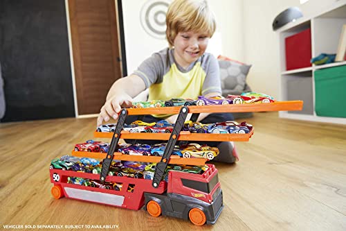 Hot Wheels MEGA Hauler with 6 Expandable Levels, Storage for Up to 50 1:64 Scale Toy Cars, Connects to Other Tracks