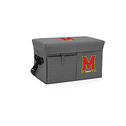 PICNIC TIME NCAA Maryland Terrapins Ottoman Portable Cooler, Collapsible Cooler with Seat, Tailgating Cooler, Picnic Cooler Tote, (Gray)