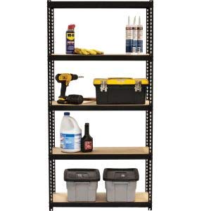 Lorell Narrow Steel Shelving Storage Rack, Black