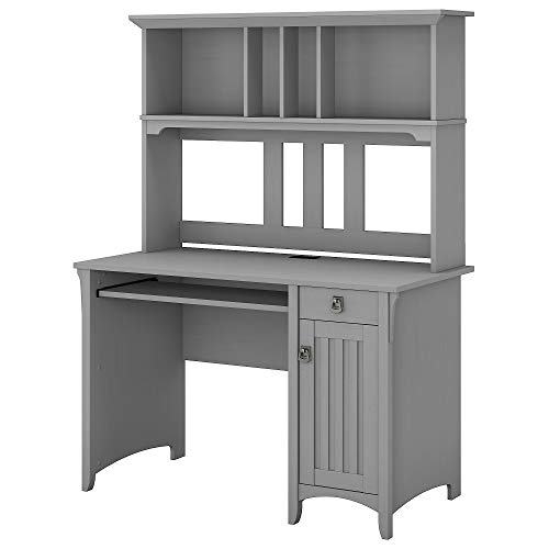 Bush Furniture Salinas Computer Hutch | Study Table with Drawers, Cabinets & Pullout Keyboard/Laptop Tray | Modern Home Office Work Desk with Storage, 48W, Cape Cod Gray