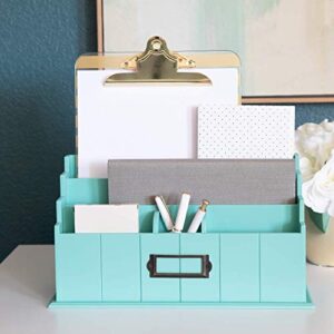 Blu Monaco Teal Wooden Mail Organizer - 3 Tier Teal Desk Organizer - Rustic Country Mail Sorter - Kitchen Countertop Organizer Mail Basket…