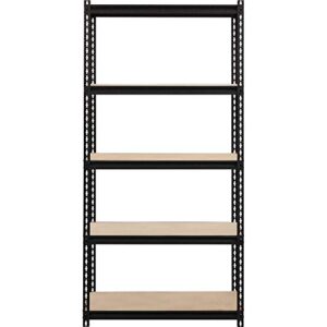 lorell 2,300 lb capacity riveted steel shelving storage rack, black