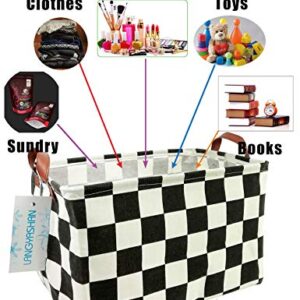 LANGYASHAN Rectangular Storage Bin Collapse Canvas Fabric Cartoon Storage Basket with Handles for Organizing Home Kitchen Boys and Girls Toys Office Closet Shelf Baskets (Rec-Racing Flag)