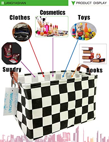 LANGYASHAN Rectangular Storage Bin Collapse Canvas Fabric Cartoon Storage Basket with Handles for Organizing Home Kitchen Boys and Girls Toys Office Closet Shelf Baskets (Rec-Racing Flag)