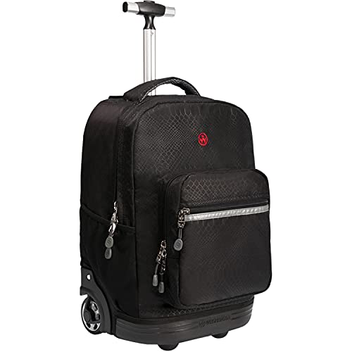 WEISHENGDA 18 inches Wheeled Rolling Backpack Small Suitcase Carry-on for Business Men Women College Books Laptop Travel Trolley Bag, Black