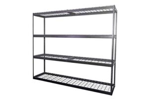 monsterrax heavy duty garage shelving - 24" x 92" x 84" - 500 lbs/shelf - adjustable 4 tier metal utility shelves - high grade steel storage rack for warehouse, basement - hammertone finish