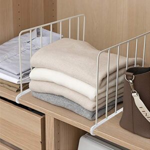 Urban Deco Shelf Dividers for Closet Organization - Wire Closet Shelving Sturdy Closet Shelf Organizer Steel Closet Dividers Linen Closet Organizer - White Coated Wire Shelf Organizer - Pack of 8