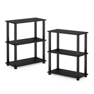 furinno turn-s-tube 3-tier compact multipurpose shelf 2-pack americano/black