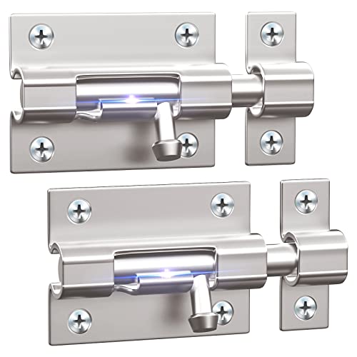 Door Security Slide Latch Lock, Keyless Entry Door Lock, Thickened Heavy Duty Steel Sliding Door Lock, Easy to Install Gate, Slide Latch Lock with 12 Screws