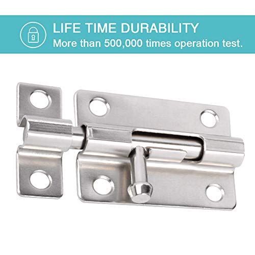 Door Security Slide Latch Lock, Keyless Entry Door Lock, Thickened Heavy Duty Steel Sliding Door Lock, Easy to Install Gate, Slide Latch Lock with 12 Screws