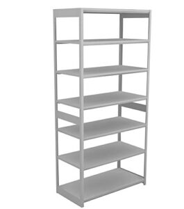 aurora quik-lok shelving [ adjustable, easy-to-assemble open shelving ] starter unit | 6 openings | 76" tall | 18" deep | gray mist