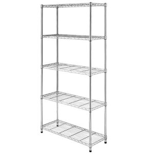 5 tier wire shelving rack storage metal shelf wire shelving unit 72" hx36 wx14 d 1250 lbs capacity sturdy steel heavy duty 5 tier layer rack for restaurant garage pantry kitchen garage rack chrome