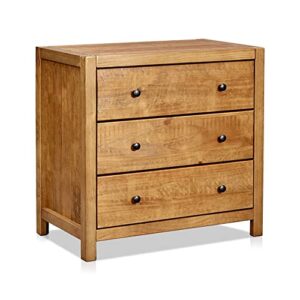 musehomeinc rustic wood with 3-drawer dresser,storage night stand,round metal knobs,oak finish