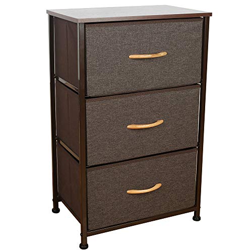 Home Dresser｜Storage Organizer｜Storage Tower｜Wood Top｜Removable Drawers｜Non-Woven Synthetic Fabric｜Height Adjustable Feet｜Organizer Unit for Bedroom,LivingRoom,Hallway,Entryway (3 Drawers -Espresso)