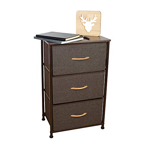 Home Dresser｜Storage Organizer｜Storage Tower｜Wood Top｜Removable Drawers｜Non-Woven Synthetic Fabric｜Height Adjustable Feet｜Organizer Unit for Bedroom,LivingRoom,Hallway,Entryway (3 Drawers -Espresso)