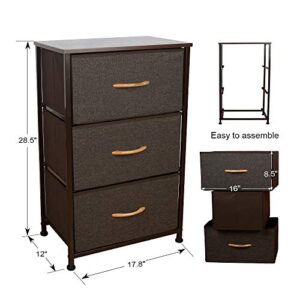 Home Dresser｜Storage Organizer｜Storage Tower｜Wood Top｜Removable Drawers｜Non-Woven Synthetic Fabric｜Height Adjustable Feet｜Organizer Unit for Bedroom,LivingRoom,Hallway,Entryway (3 Drawers -Espresso)