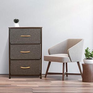 Home Dresser｜Storage Organizer｜Storage Tower｜Wood Top｜Removable Drawers｜Non-Woven Synthetic Fabric｜Height Adjustable Feet｜Organizer Unit for Bedroom,LivingRoom,Hallway,Entryway (3 Drawers -Espresso)