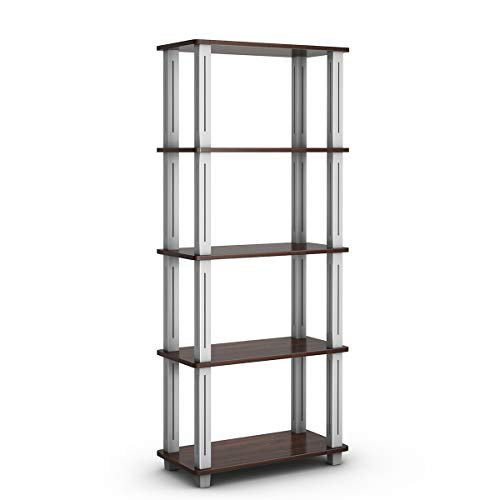 Tangkula 57" Storage Shelves, Space-Saving 5-Tier Storage Rack Organizer Multi-Use Shelving Unit for Home/Office/Dormitory/Garage/Warehouse (Walnut)