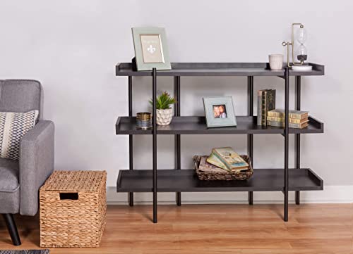 OneSpace Modern Wood and Steel 3 Display Shelf, Black