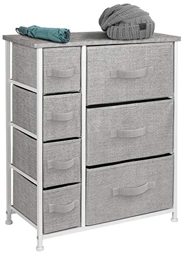 Sorbus Dresser with Drawers - Furniture Storage Tower Unit for Bedroom, Hallway, Closet, Office Organization - Steel Frame, Wood Top, Easy Pull Fabric Bins (Gray)