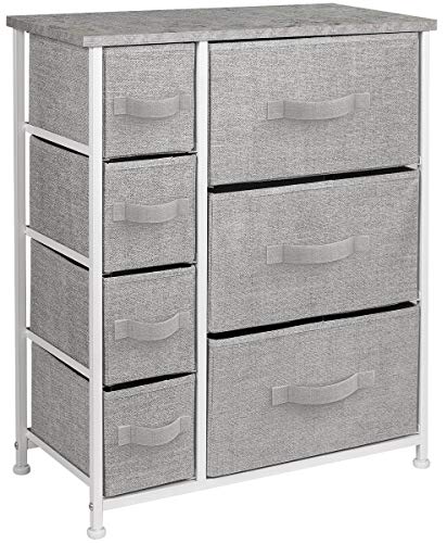 Sorbus Dresser with Drawers - Furniture Storage Tower Unit for Bedroom, Hallway, Closet, Office Organization - Steel Frame, Wood Top, Easy Pull Fabric Bins (Gray)