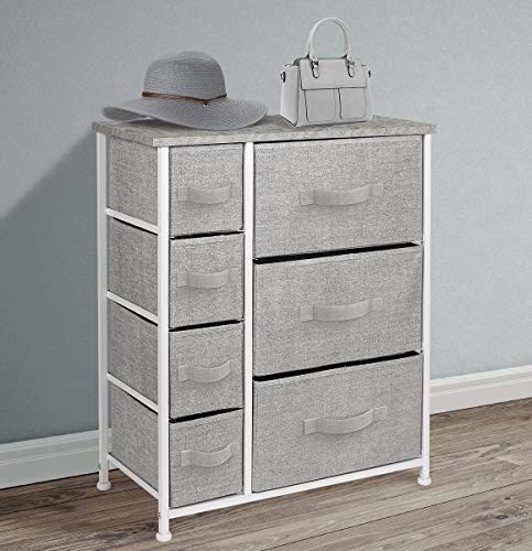 Sorbus Dresser with Drawers - Furniture Storage Tower Unit for Bedroom, Hallway, Closet, Office Organization - Steel Frame, Wood Top, Easy Pull Fabric Bins (Gray)