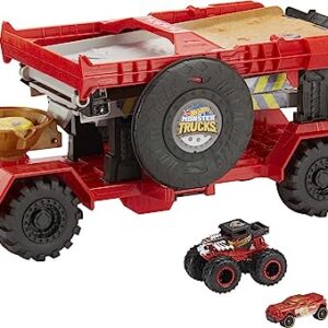 Hot Wheels Monster Trucks Down Hill Race & Go Playset with 1:64 Scale Bone Shaker Toy Truck & 1:64 Scale Toy Car