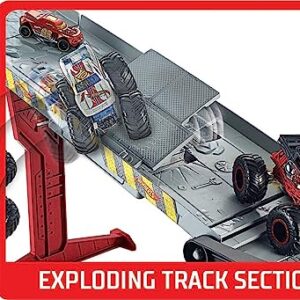 Hot Wheels Monster Trucks Down Hill Race & Go Playset with 1:64 Scale Bone Shaker Toy Truck & 1:64 Scale Toy Car