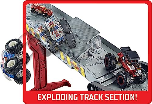 Hot Wheels Monster Trucks Down Hill Race & Go Playset with 1:64 Scale Bone Shaker Toy Truck & 1:64 Scale Toy Car