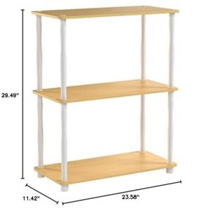 Furinno Turn-N-Tube 3-Tier Compact Multipurpose Shelf Display Rack with Classic Tube, Beech/White