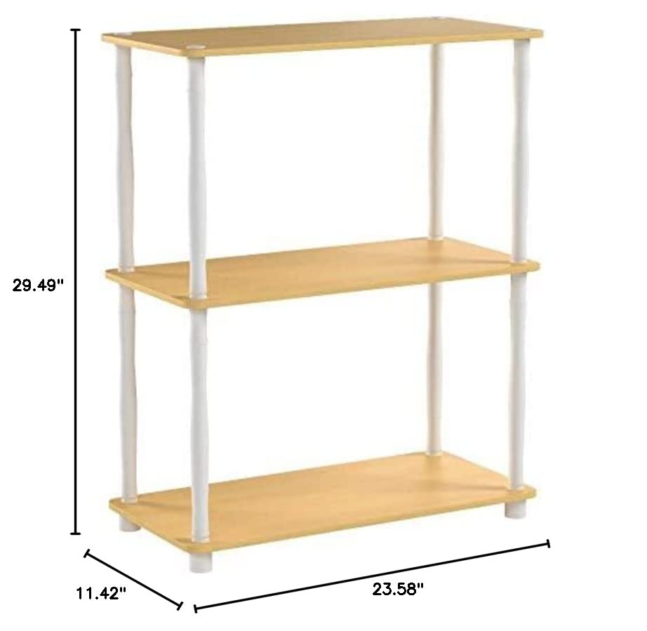 Furinno Turn-N-Tube 3-Tier Compact Multipurpose Shelf Display Rack with Classic Tube, Beech/White