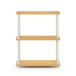 Furinno Turn-N-Tube 3-Tier Compact Multipurpose Shelf Display Rack with Classic Tube, Beech/White