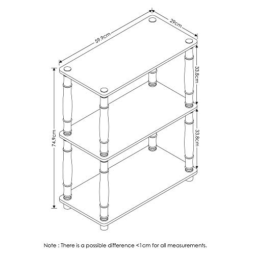 Furinno Turn-N-Tube 3-Tier Compact Multipurpose Shelf Display Rack with Classic Tube, Beech/White