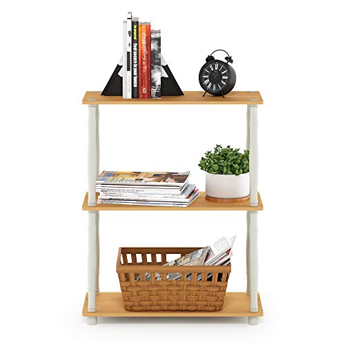 Furinno Turn-N-Tube 3-Tier Compact Multipurpose Shelf Display Rack with Classic Tube, Beech/White