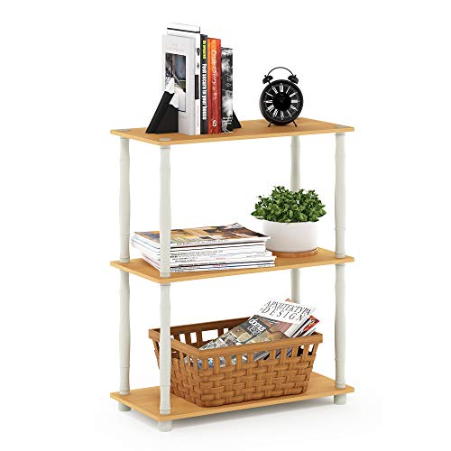 Furinno Turn-N-Tube 3-Tier Compact Multipurpose Shelf Display Rack with Classic Tube, Beech/White