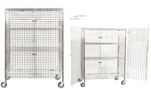 tabletop king nsf mobile chrome wire security cage kit - 24" x 60" x 69"