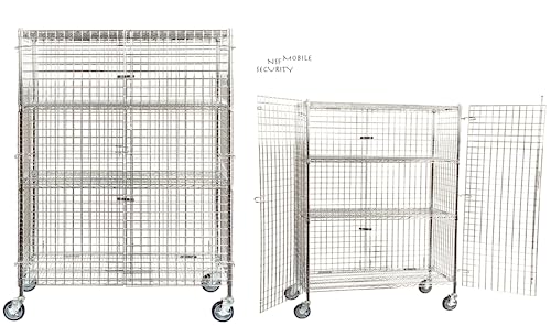 TableTop King NSF Mobile Chrome Wire Security Cage Kit - 24" x 60" x 69"