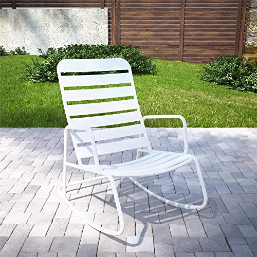 Novogratz 88065WHT1E Poolside Roberta Outdoor Rocking Chair, White