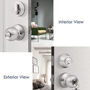 home improvement direct 4 Pack Keyed Alike Entry Door Knobs and Single Cylinder Deadbolt Lock Combo Set Security for Entrance and Front Door with Classic Satin Nickel Finish