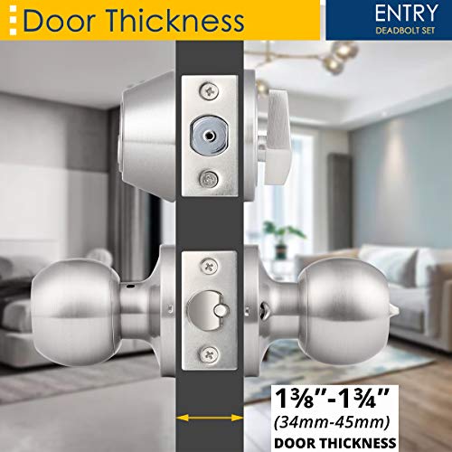 home improvement direct 4 Pack Keyed Alike Entry Door Knobs and Single Cylinder Deadbolt Lock Combo Set Security for Entrance and Front Door with Classic Satin Nickel Finish